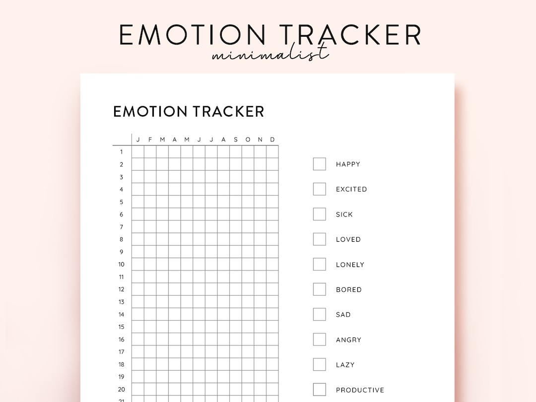 Emotion Tracker Printable Mood Tracker Template, Emotion Mood Tracker ...