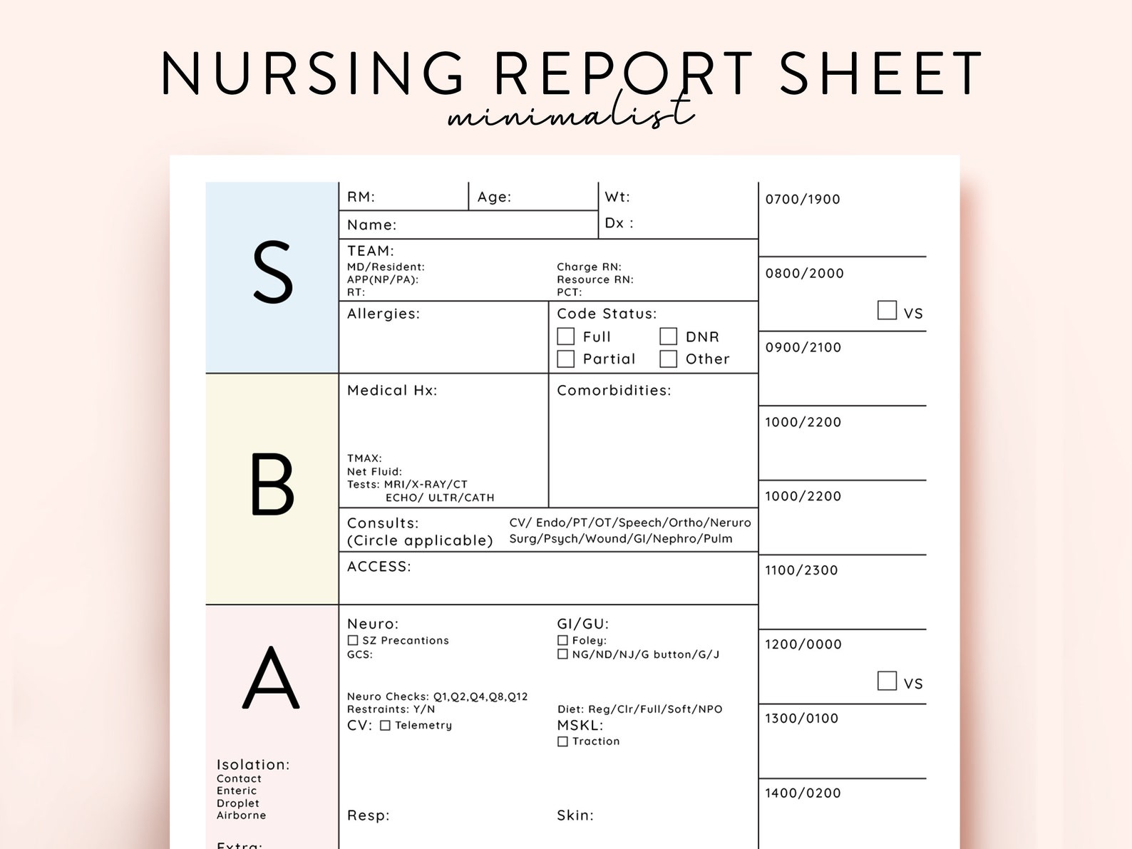 SBAR Nursing Report Sheet, Nurse Brain Sbar Report Sheet ICU Report ...