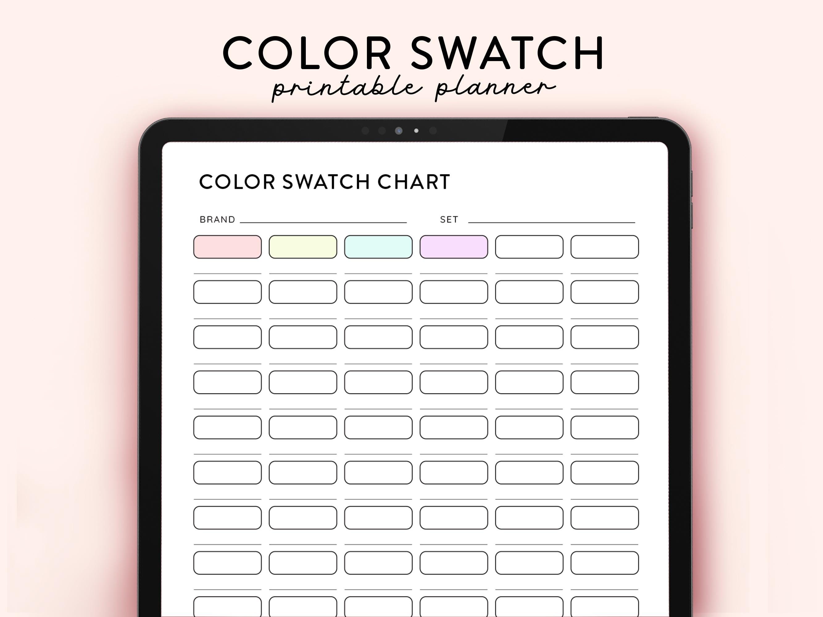 Color Swatch Chart Blank Color Chart Printable Color Swatch Template ...