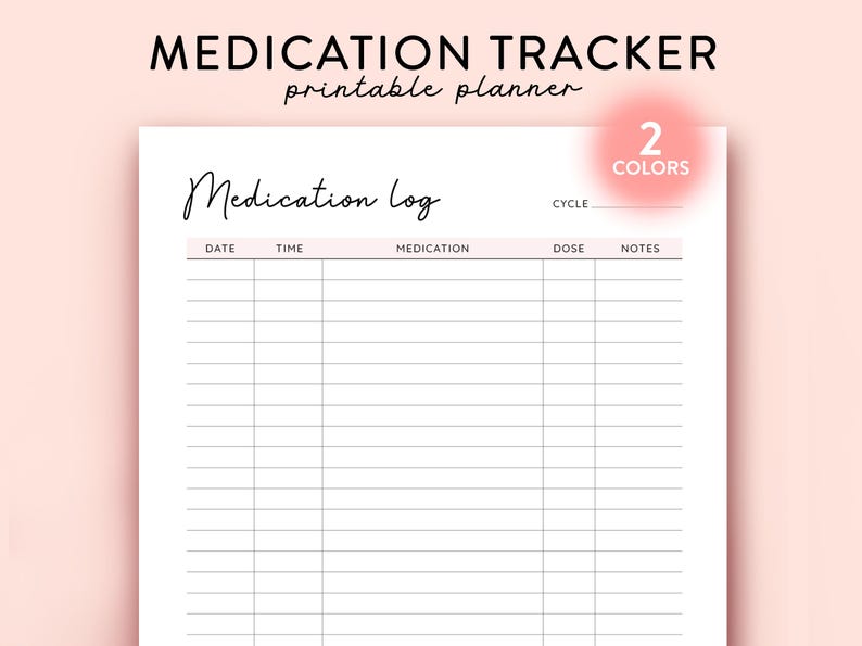Medication Tracker Printable, Medication Log, Medication Chart ...