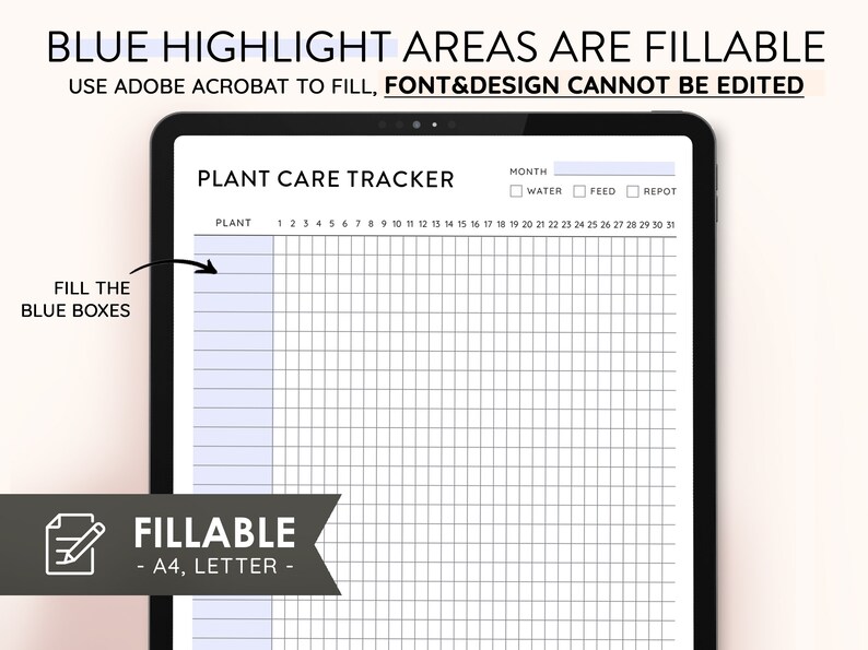 Garden Log Template EDITABLE Plant Care Tracker for Houseplant Lover ...