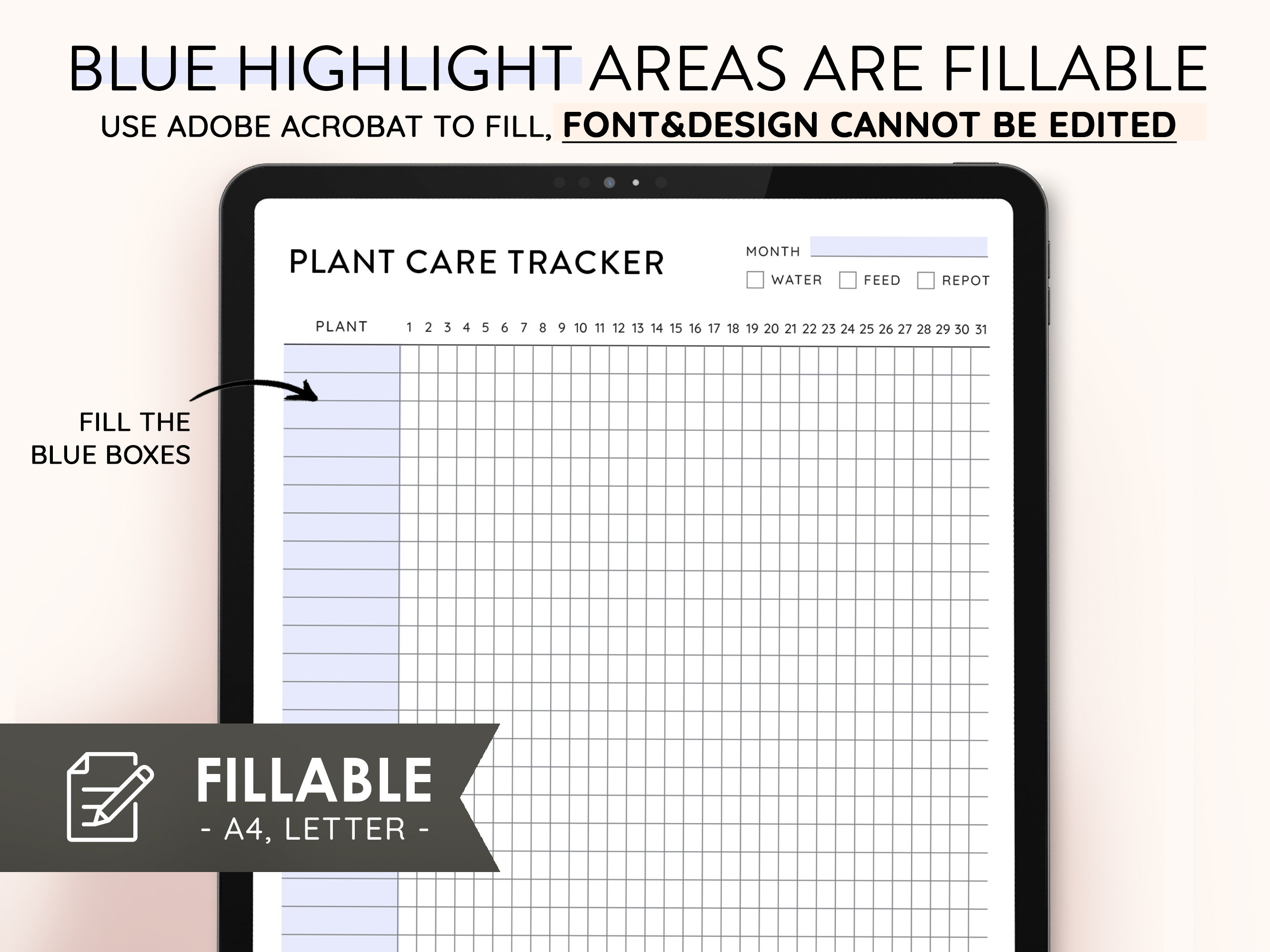 Garden Log Template EDITABLE Plant Care Tracker for Houseplant Lover ...