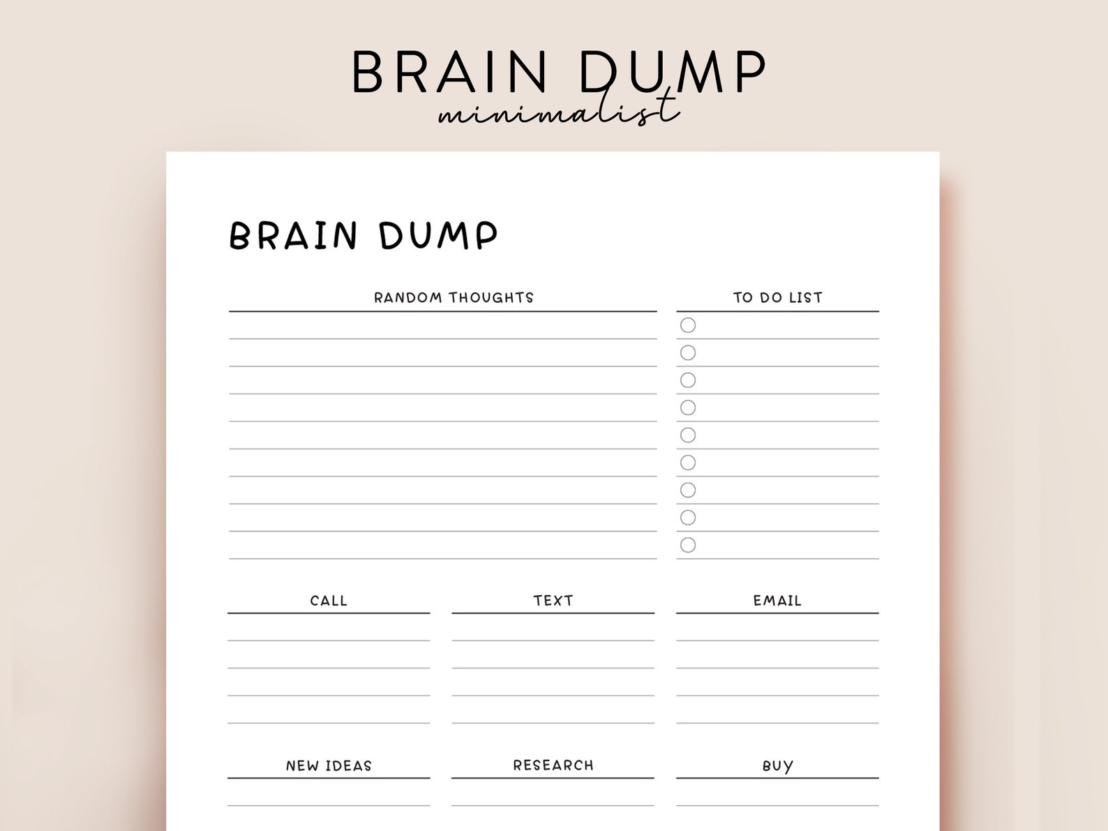 Brain Dump Printable, Thought Organizer, ADHD Brain Dump, Thought ...