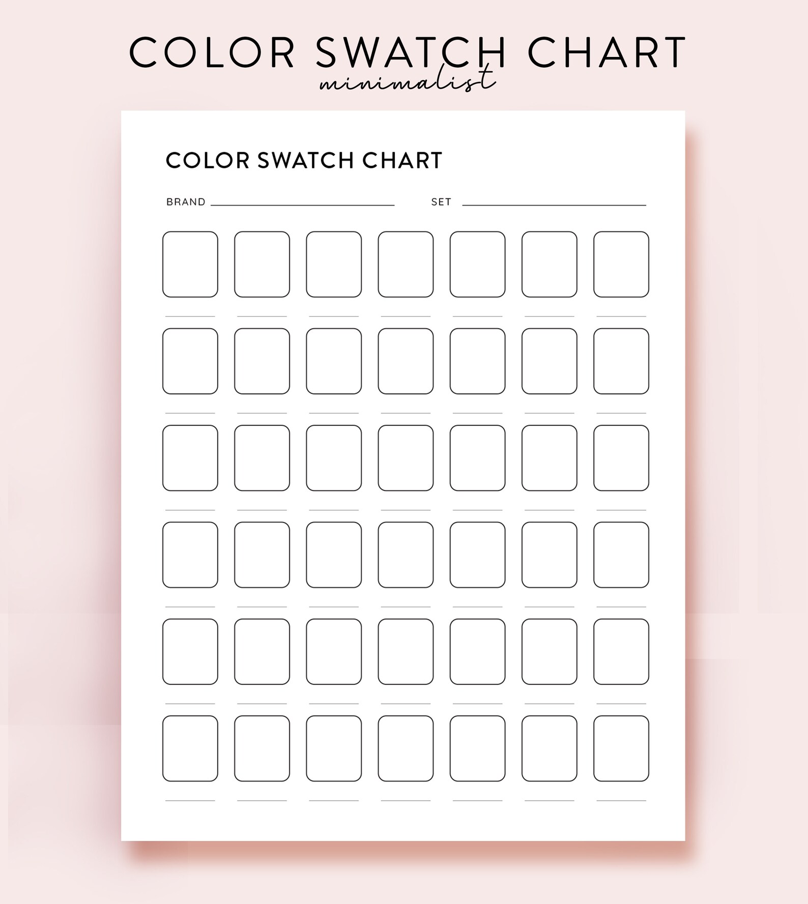 Color Swatch Chart Blank Color Chart Printable Color Swatch Template ...
