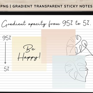 DIGITAL Sticky Notes Transparent Stickers, Gradient Transparent Sticky ...