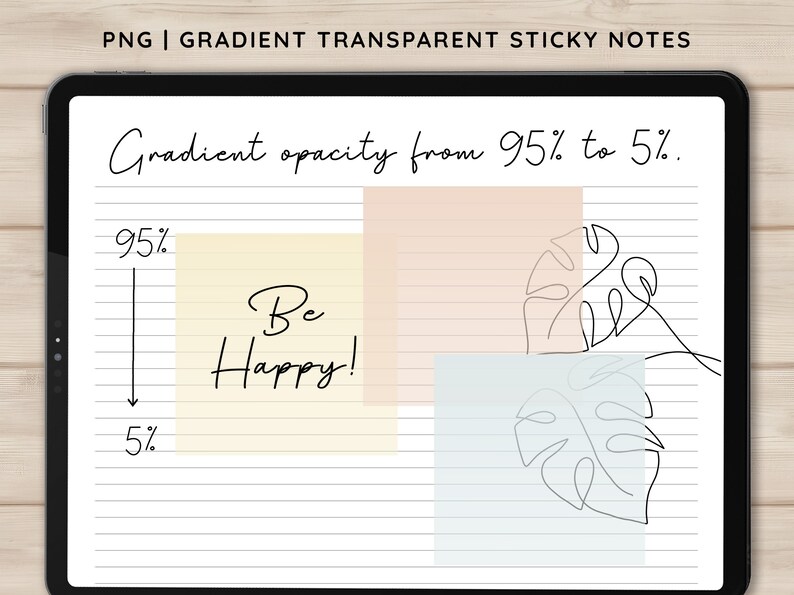 DIGITAL Sticky Notes Transparent Stickers, Gradient Transparent Sticky ...