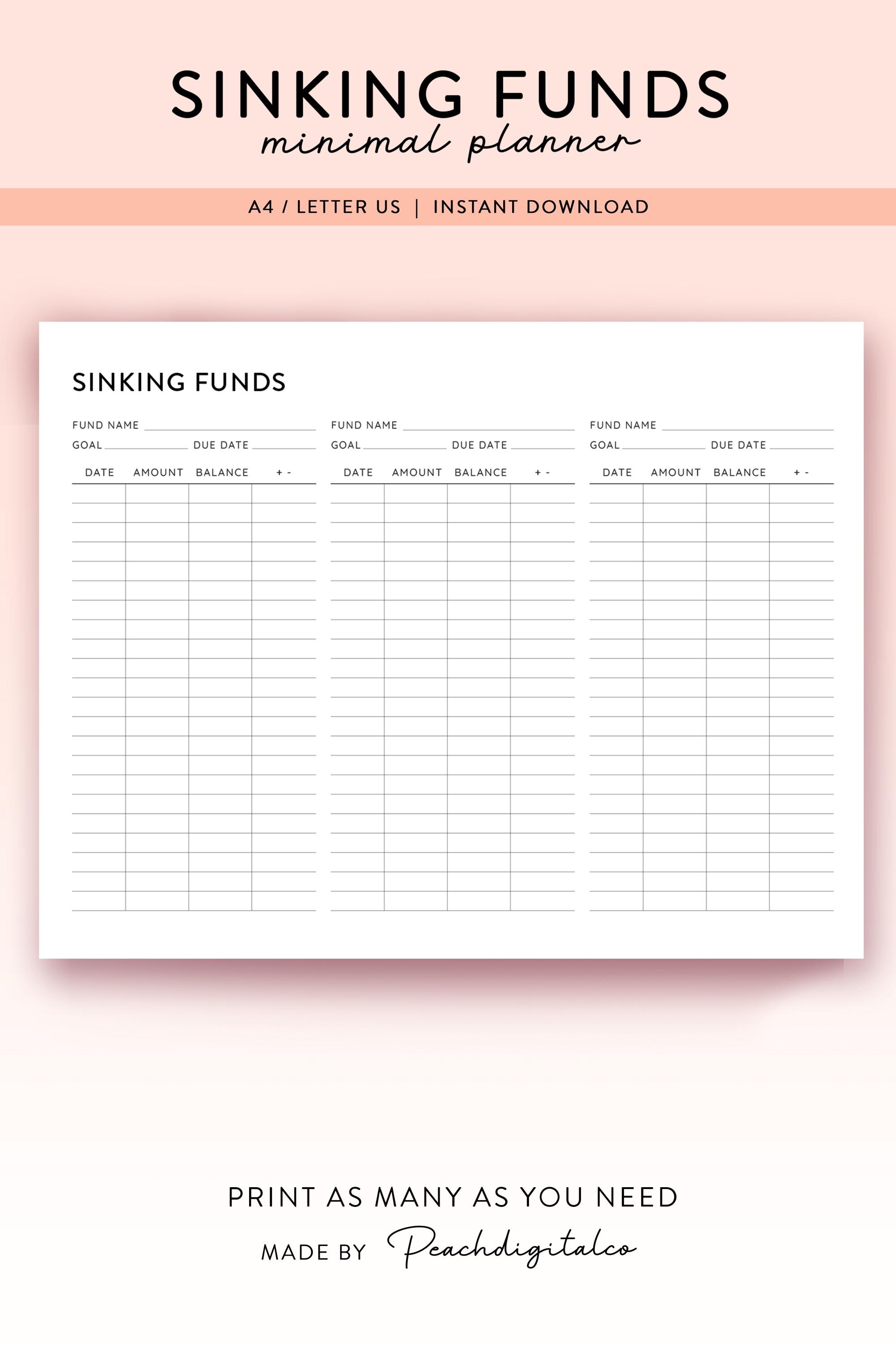 Sinking Funds Tracker Printable Landscape Sinking Funds Tracker Sheet ...