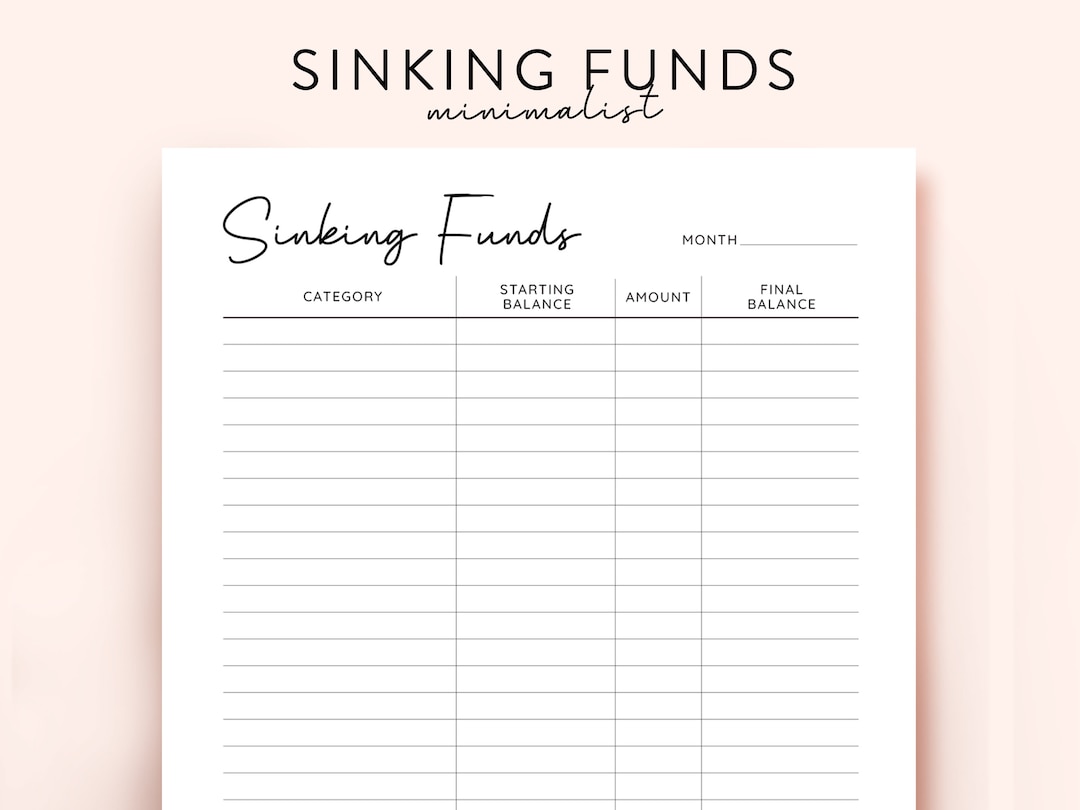 Sinking Funds Tracker Printable Sinking Funds Tracker Sheet, Sink Funds ...