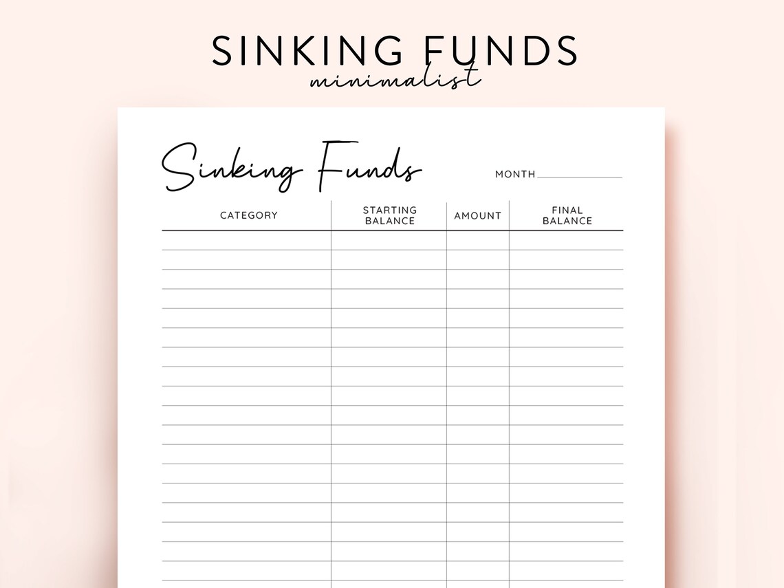 Sinking Funds Tracker Printable Sinking Funds Tracker Sheet, Sink Funds ...