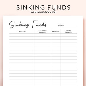Sinking Funds Tracker Printable Sinking Funds Tracker Sheet, Sink Funds ...