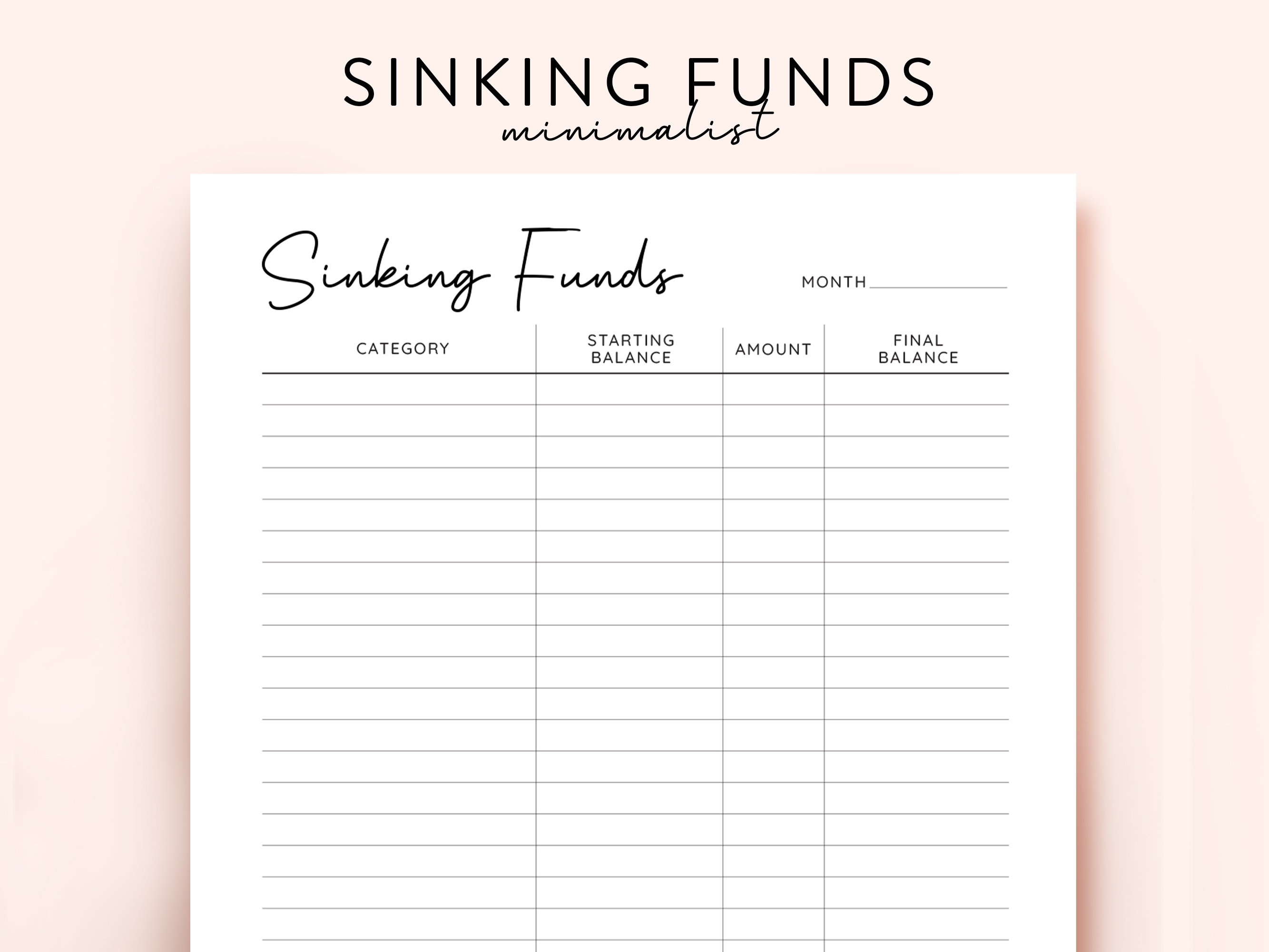 Sinking Funds Tracker Printable Sinking Funds Tracker Sheet, Sink Funds ...