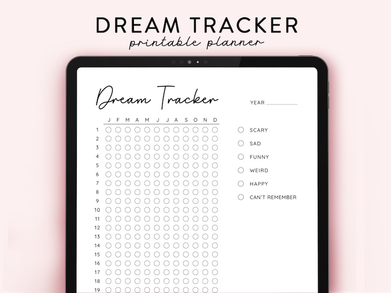 Dream Tracker Printable, Journal Page Printable Planner Page, Dream Log ...