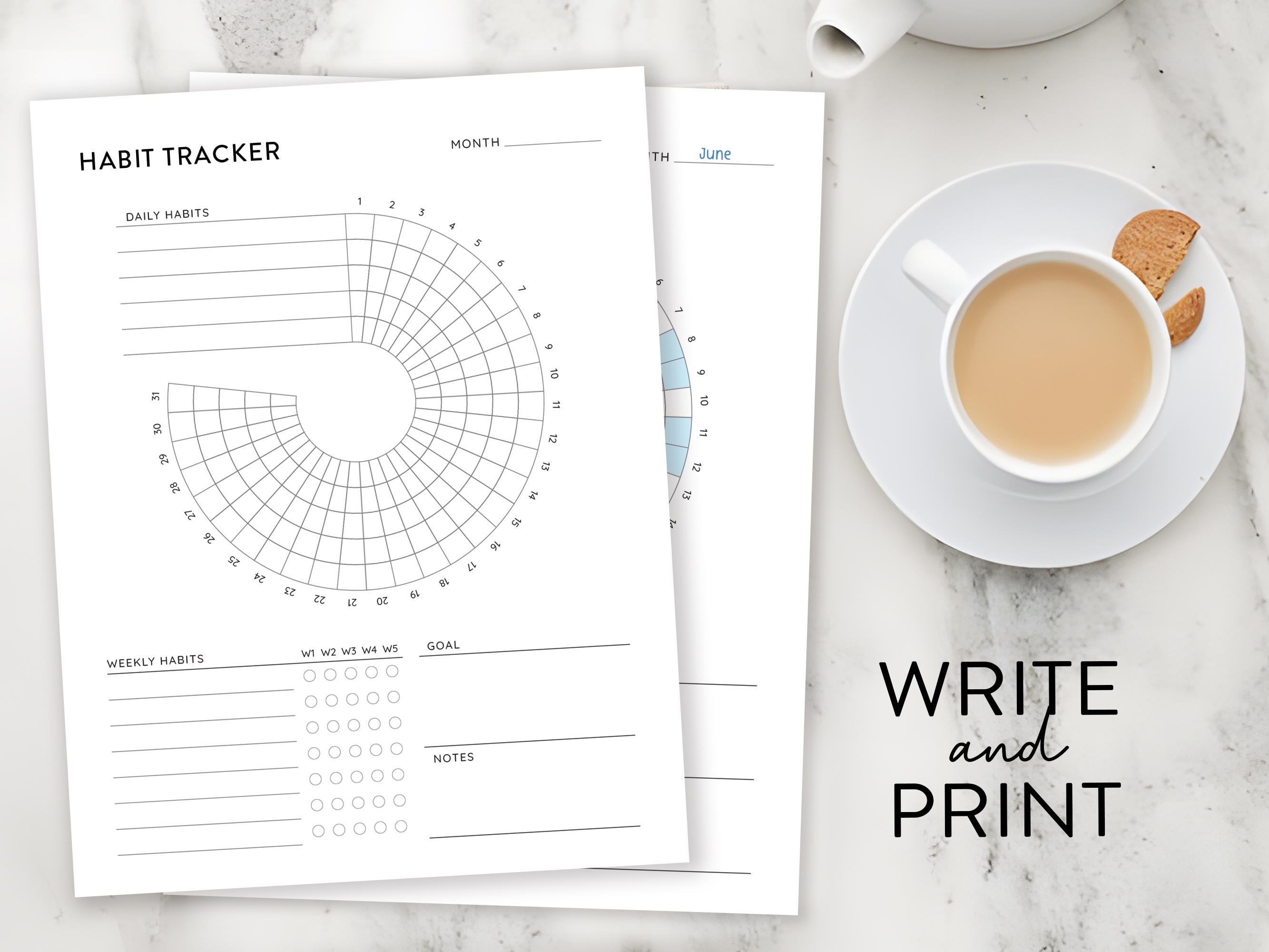 Circle Habit Tracker Printable, 30 Days Habit Tracker, Routine Tracker ...