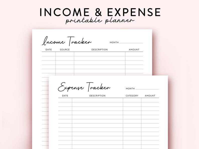 Income & Expense Tracker Printable, Income Tracker Printable, Monthly ...