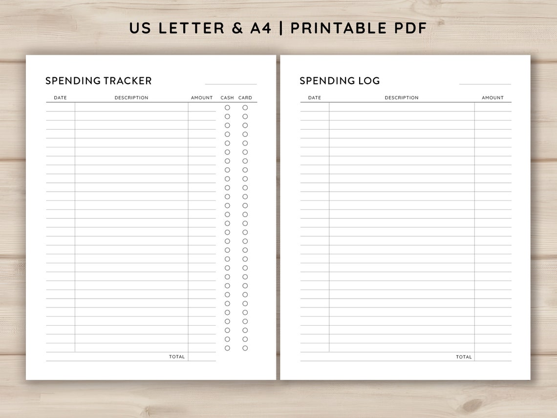 Digital Spending Tracker Printable Spending Log Monthly Expense Log ...