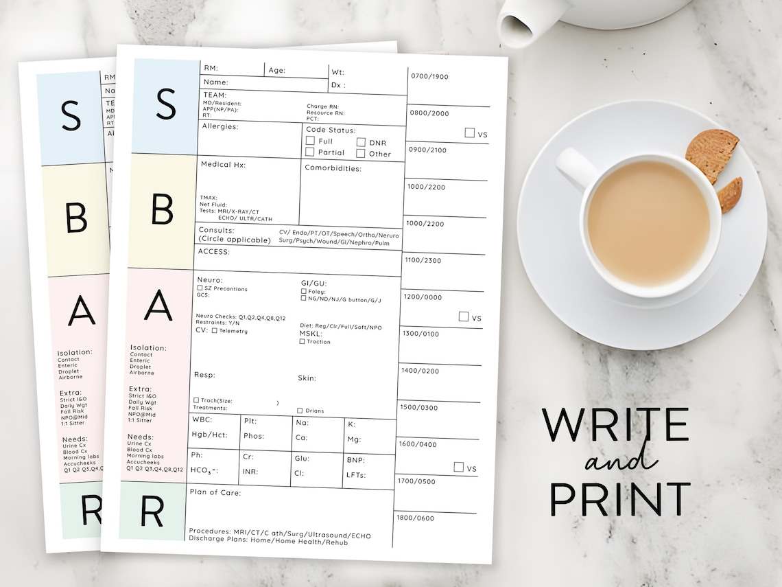 SBAR Nursing Report Sheet, Nurse Brain Sbar Report Sheet ICU Report ...