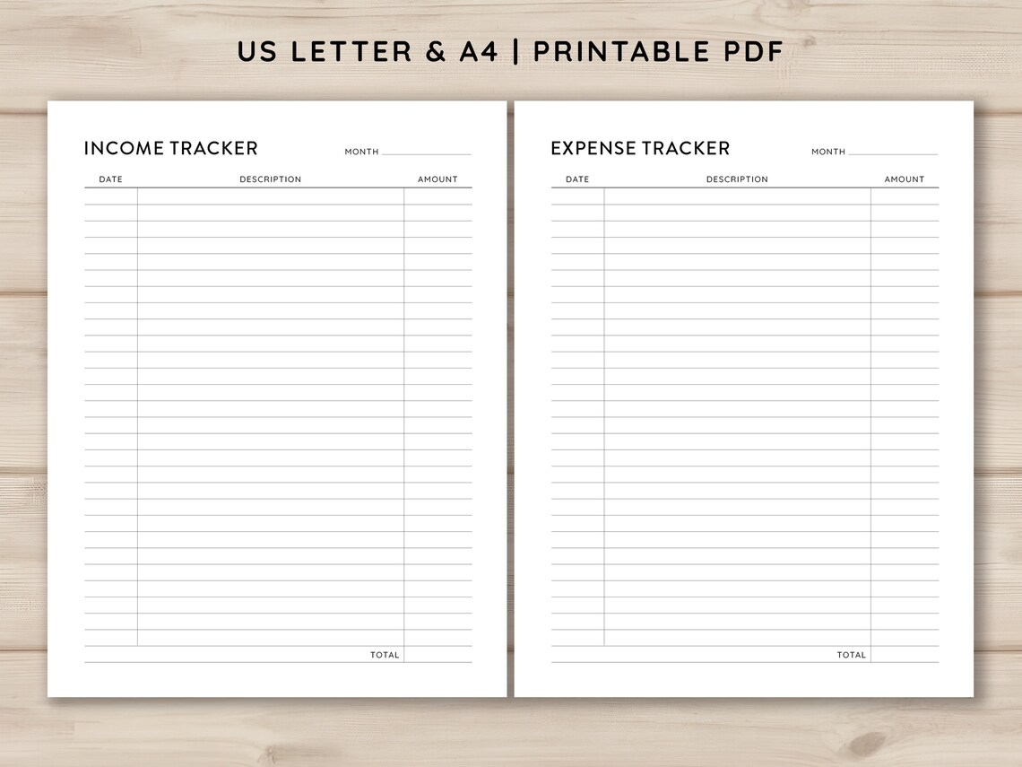 Income Tracker Printable Expense Tracker Printable, Income Log Monthly ...