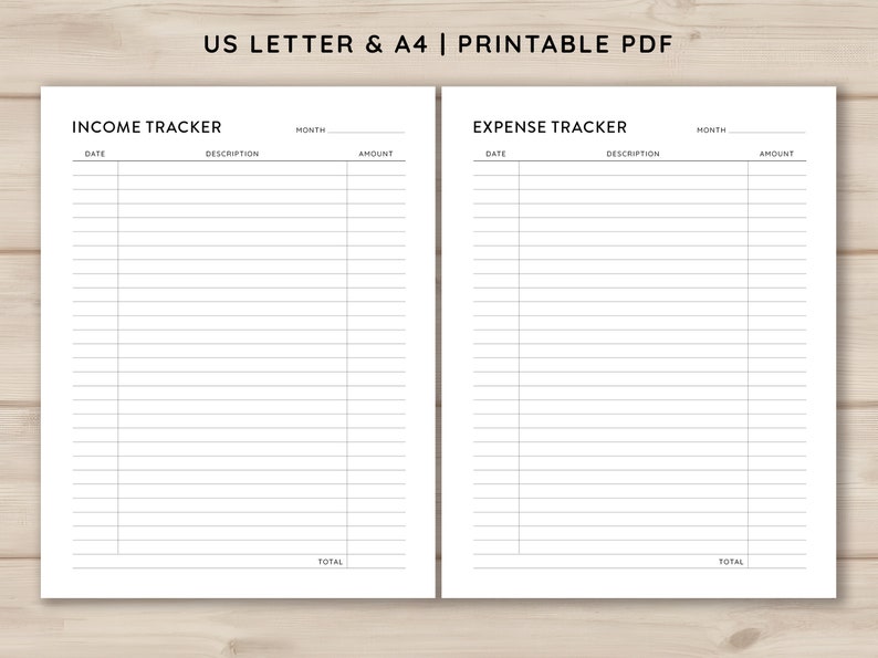 Income Tracker Printable Expense Tracker Printable, Income Log Monthly ...
