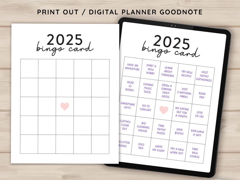 2025 Bingo Card, 2025 Glow up Bingo Card Printable, New Year's ...