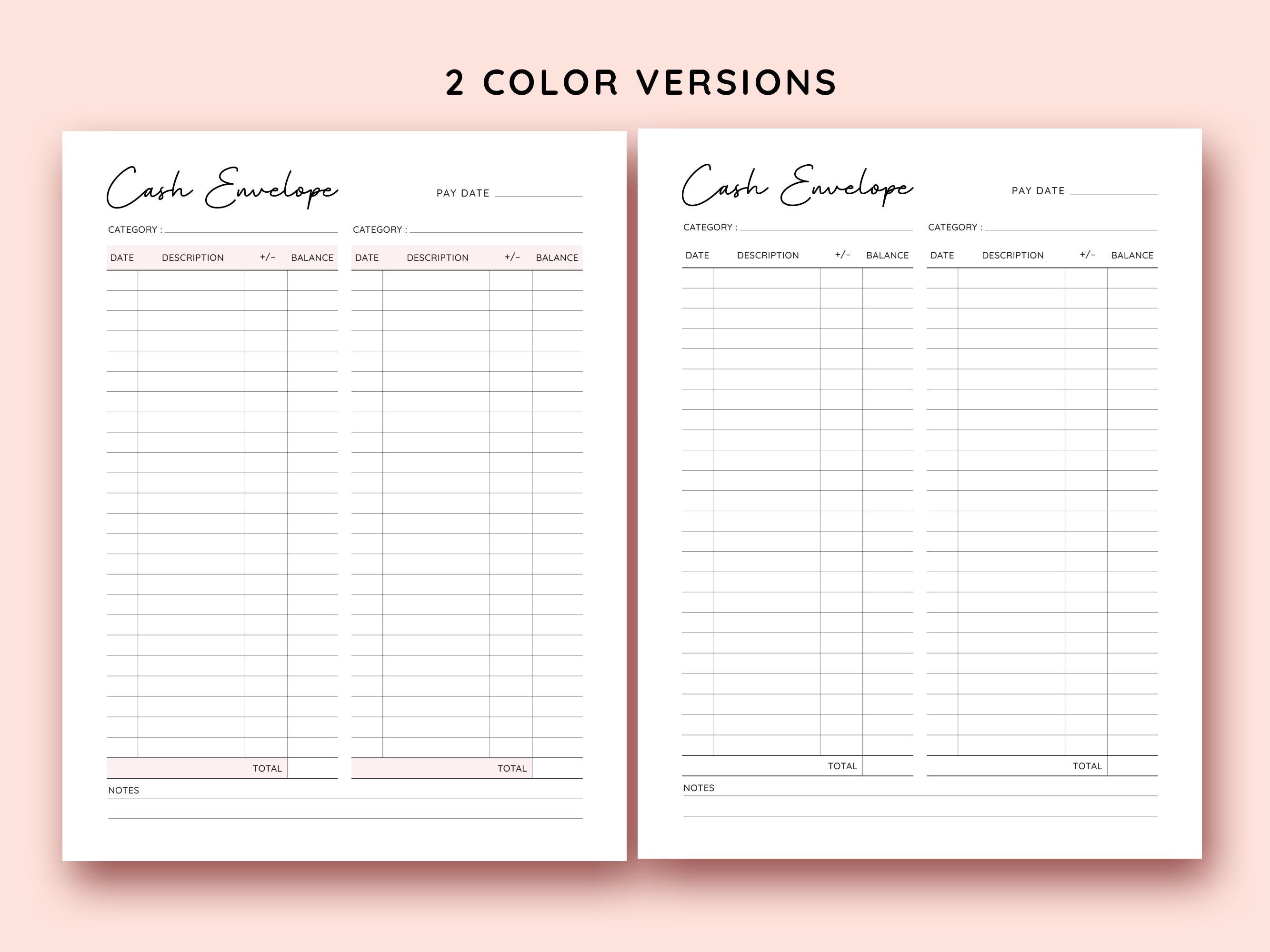 Cash Envelope Tracker Printable, Cash Envelope Breakdown, Cash ...