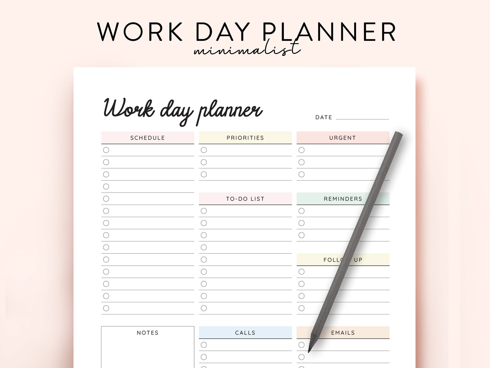 Work Day Planner Printable Work Planner Template, Work Day Organizer ...
