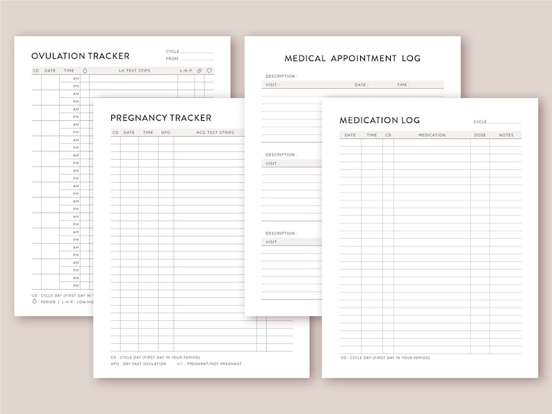 Fertility Journal Ovulation Tracker Printable, BBT Chart, Pregnancy ...