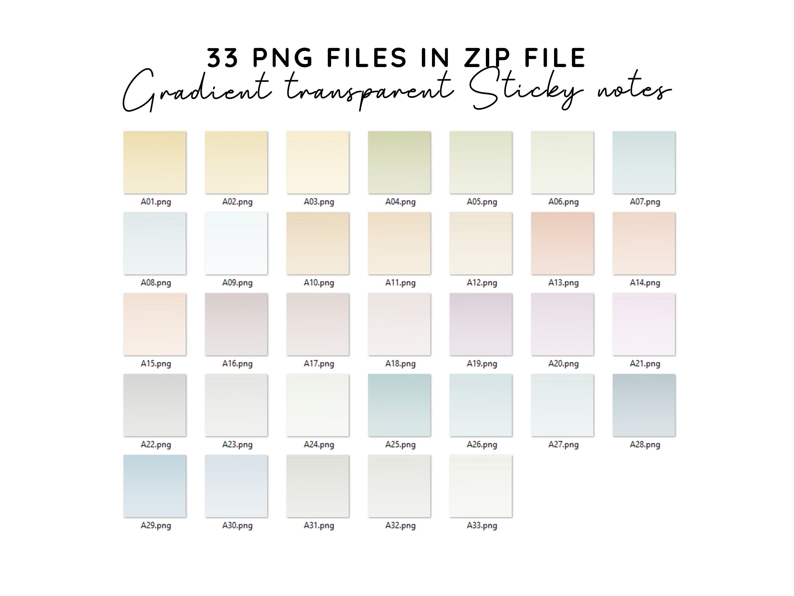 DIGITAL Sticky Notes Transparent Stickers, Gradient Transparent Sticky ...