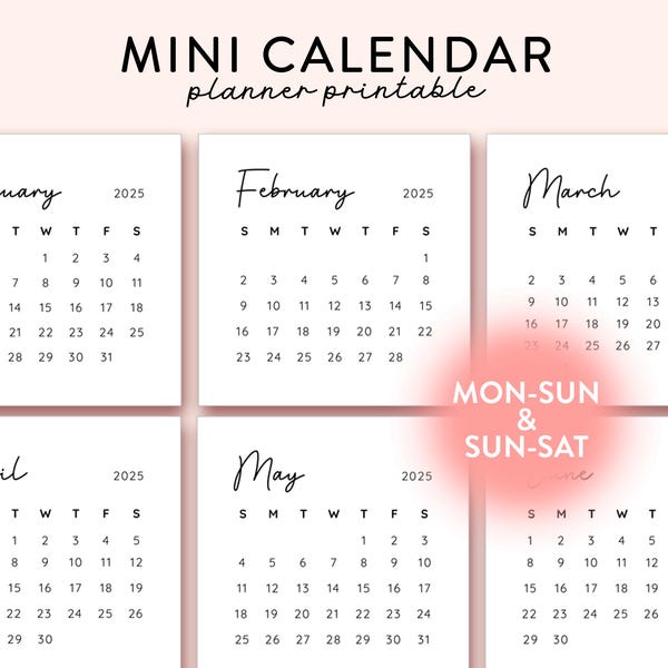2025 Mini Calendars - Etsy