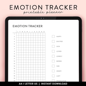 Emotion Tracker Printable, Mood Tracker Template, Emotion Mood Tracker ...