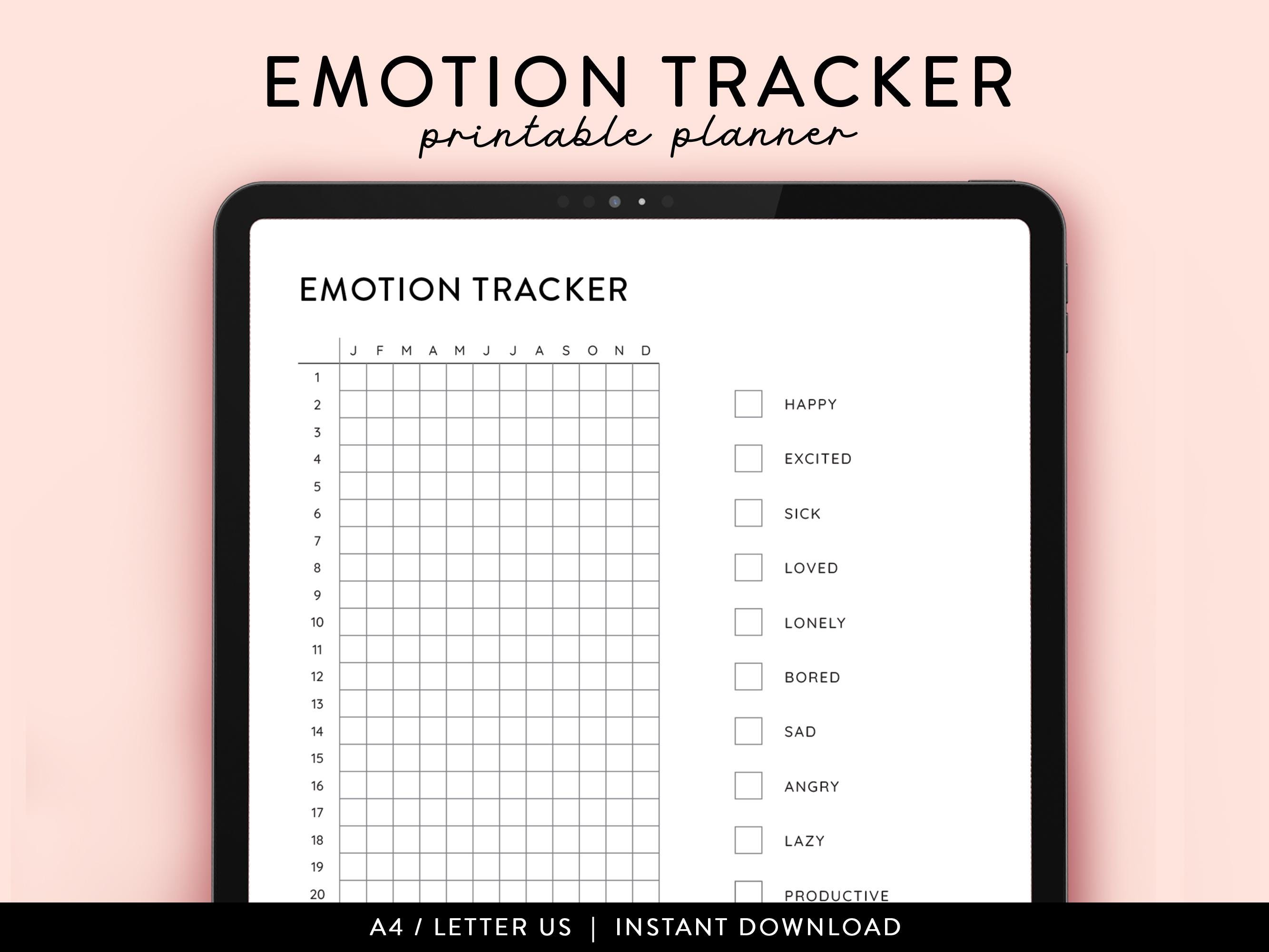 Emotion Tracker Printable, Mood Tracker Template, Emotion Mood Tracker ...