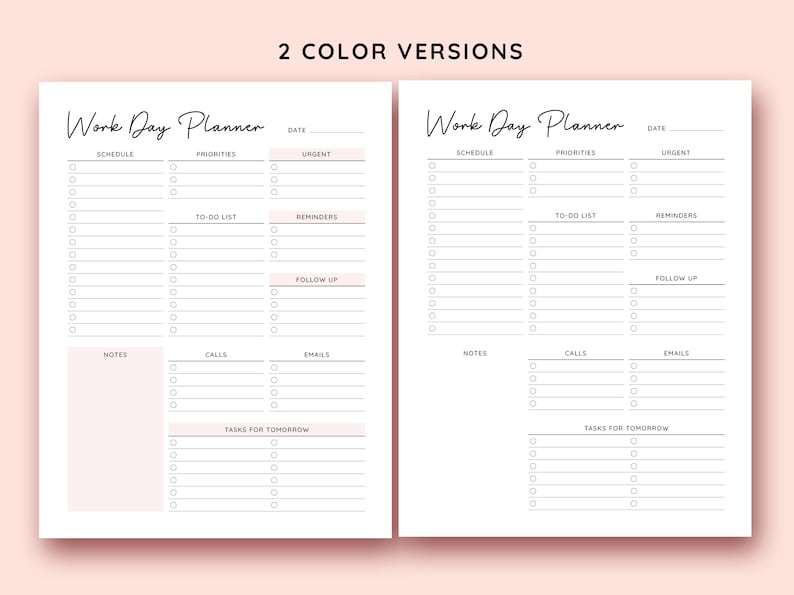 Work Day Planner Printable Work Planner Template, Work Day Organizer Printable Daily Planner ...