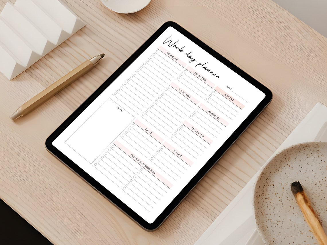 Editable Work Planner Template, Work Day Organizer Printable Daily ...