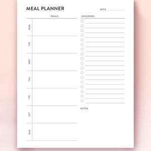 Weekly Food Diary Printable, Weekly Meal Planner, Menu Plan & Prep With ...