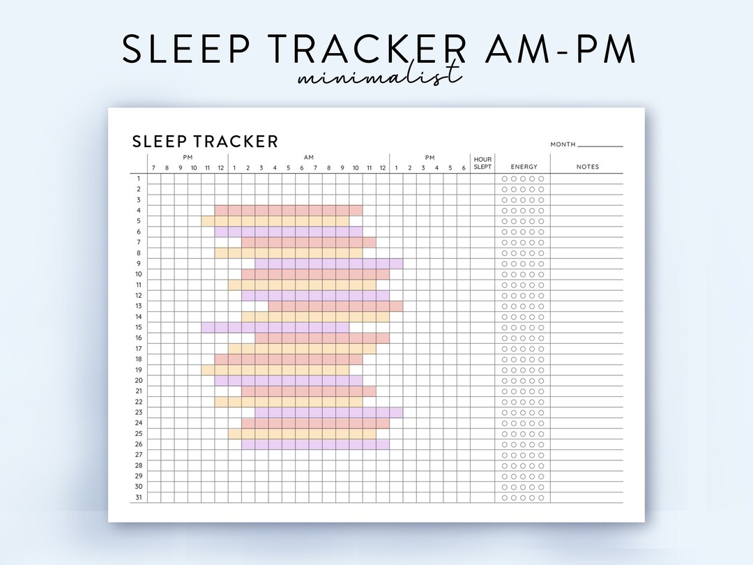 Sleep Tracker Printable, Monthly Sleep Tracker Planner Printable PDF ...
