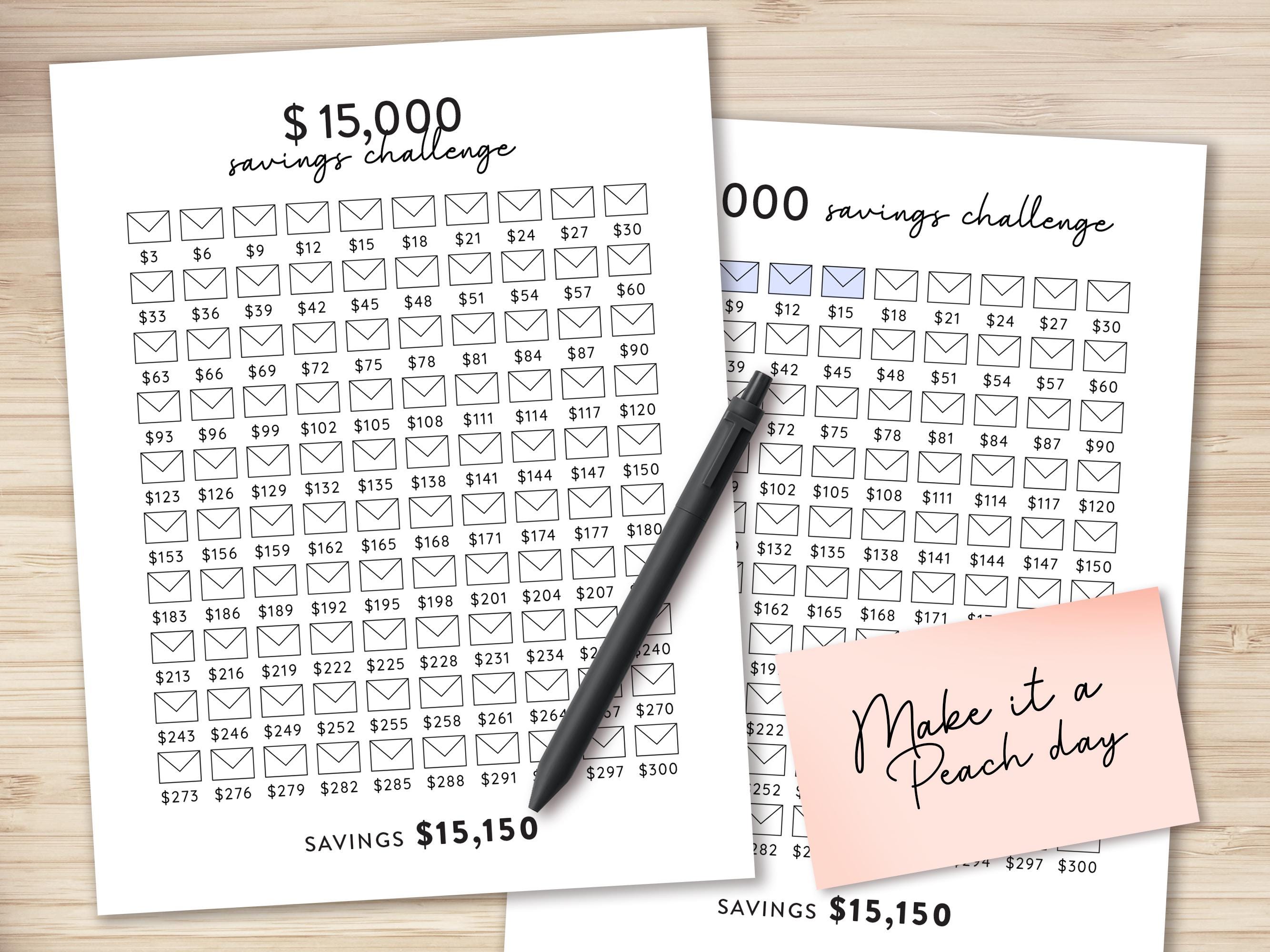 15000 Savings Challenge Printable, 100 Envelope Challenge Printable ...