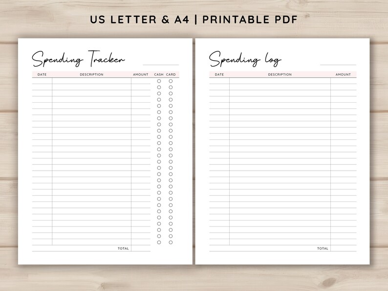 Digital Spending Tracker Printable Spending Log Monthly Expense Log ...