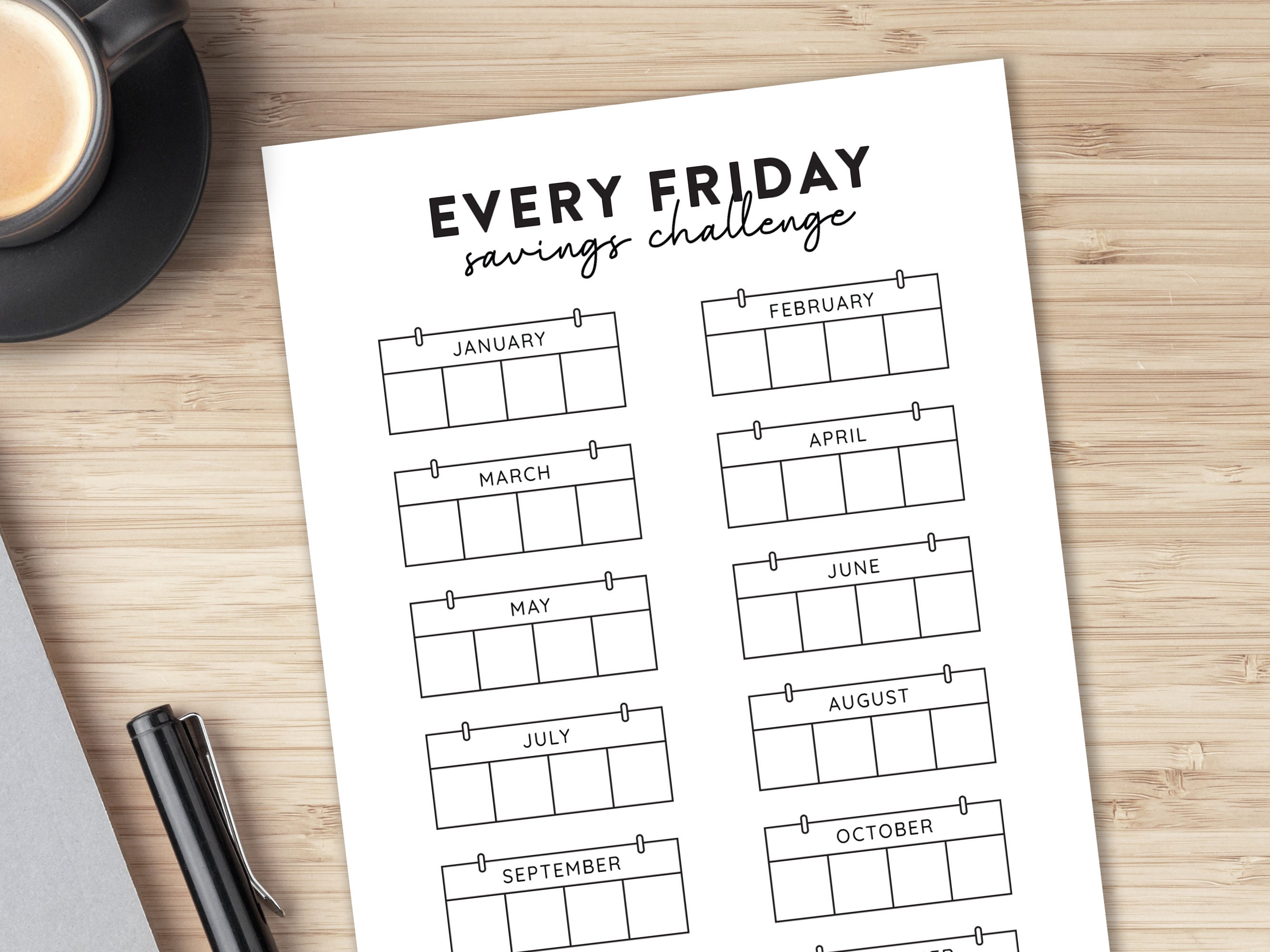 2025 Friday Savings Challenge Printable, Blank Every Friday Savings ...