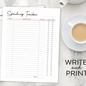 Digital Spending Tracker Printable Spending Log Monthly Expense Log ...