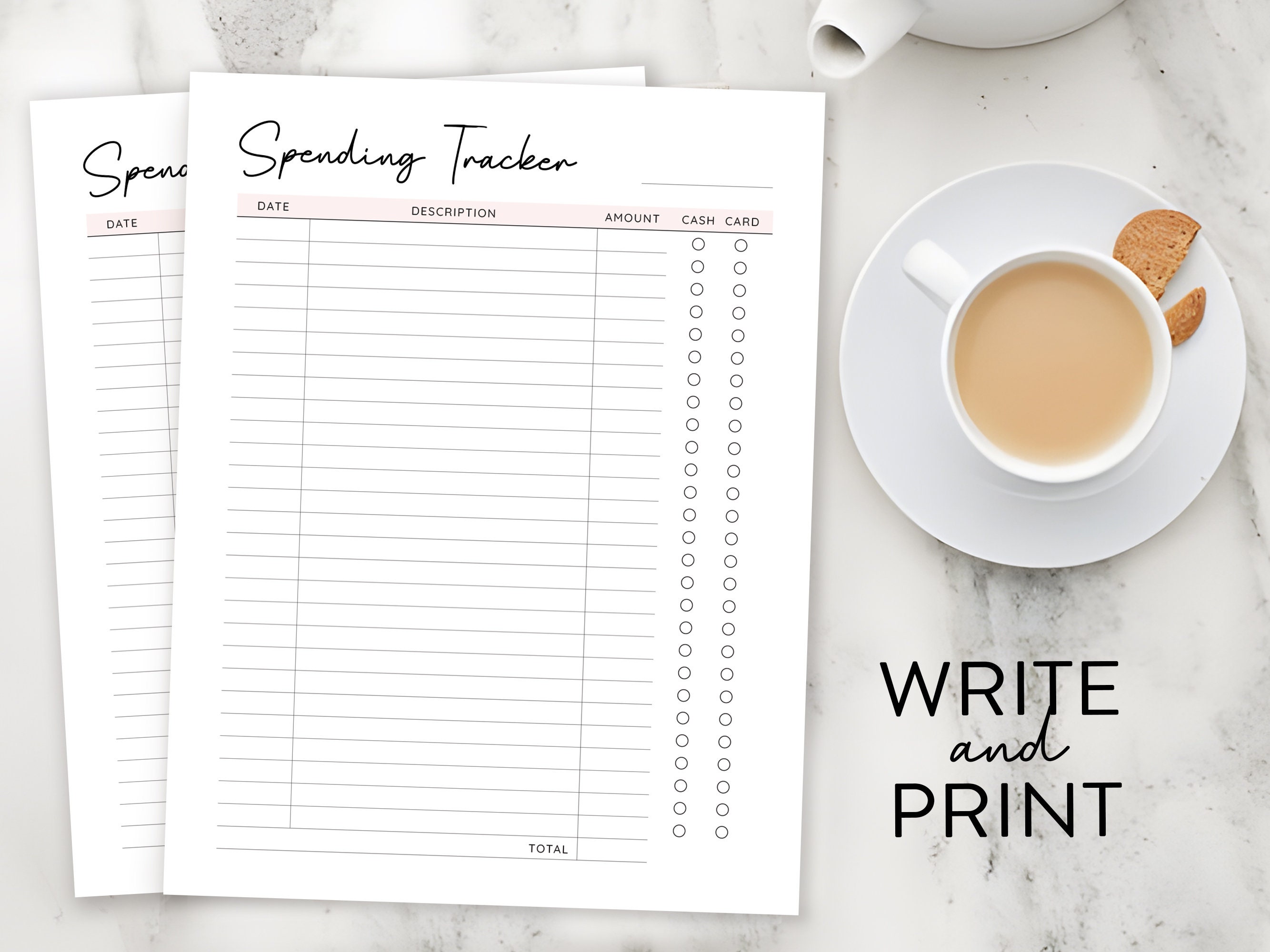 Digital Spending Tracker Printable Spending Log Monthly Expense Log ...