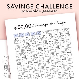 50000 Savings Challenge Printable, 50K Savings Challenge, 100 Envelope ...
