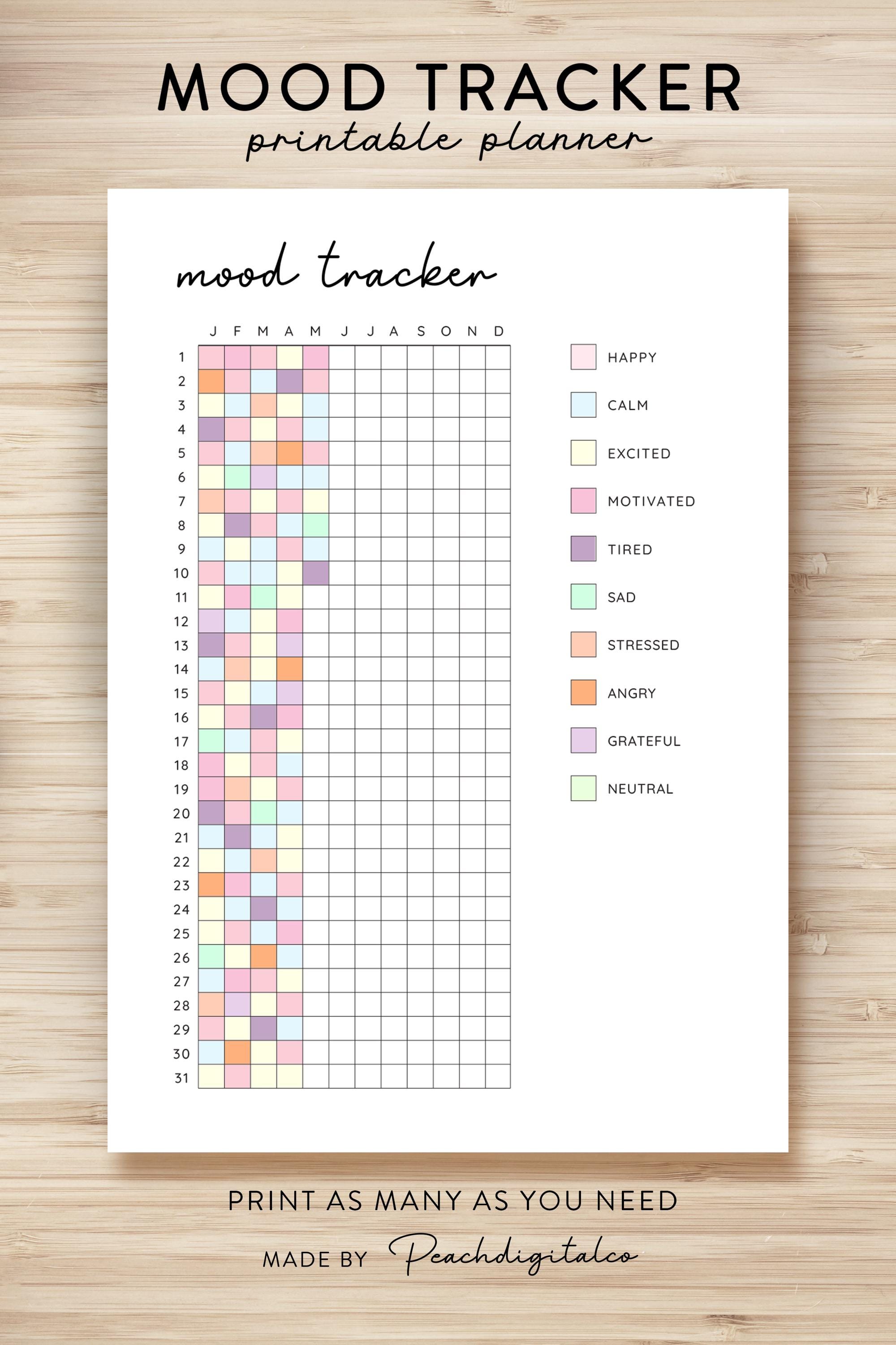 Mood Tracker Journal Printable, Mood Tracker Printable, A Year in Dots ...