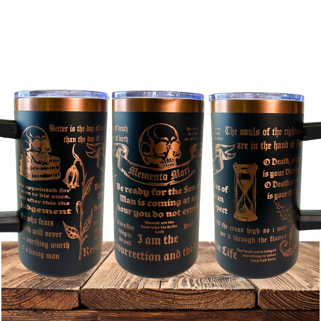 Catholic Memento Mori Tumbler 20oz Insulated Travel Mug Religious Gift ...