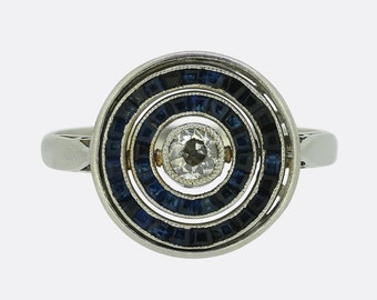 Reversible Diamond Ring, Flip Ring, Diamond and Sapphire Ring, Vintage ...