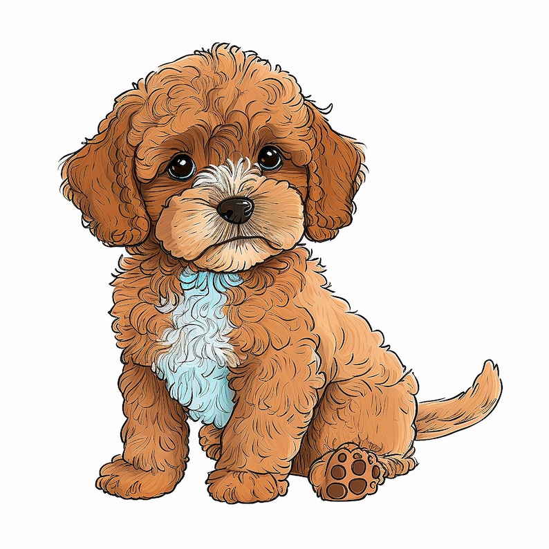 Clipart Cavoodle, Colourful, Dogs Doing Different Hobbies, Brown ...