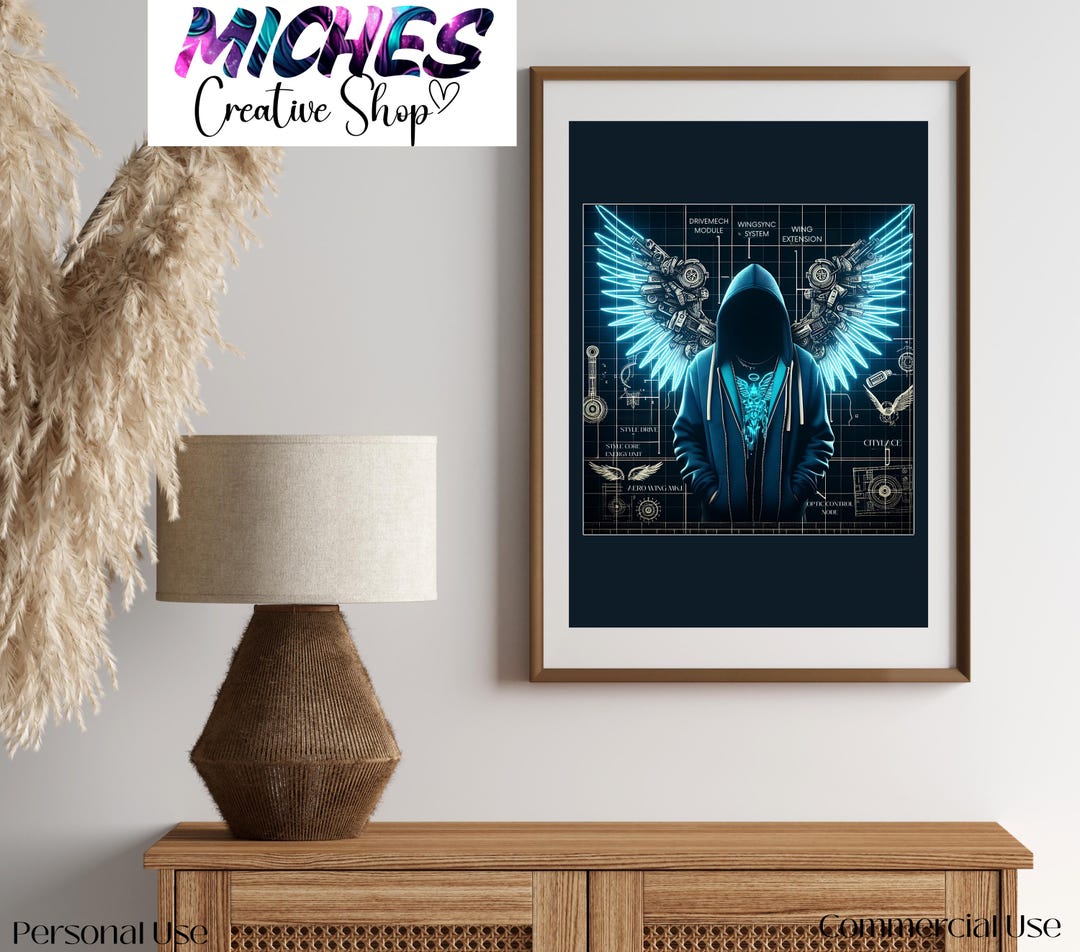 Tech Wear Angel Blueprint Schematic – Wing Sync System Diagram PNG PDF ...
