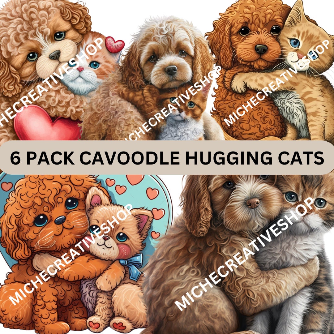6 Pack of a Cavoodle Hugging Cats Love These Are so Cute Clip Art and ...