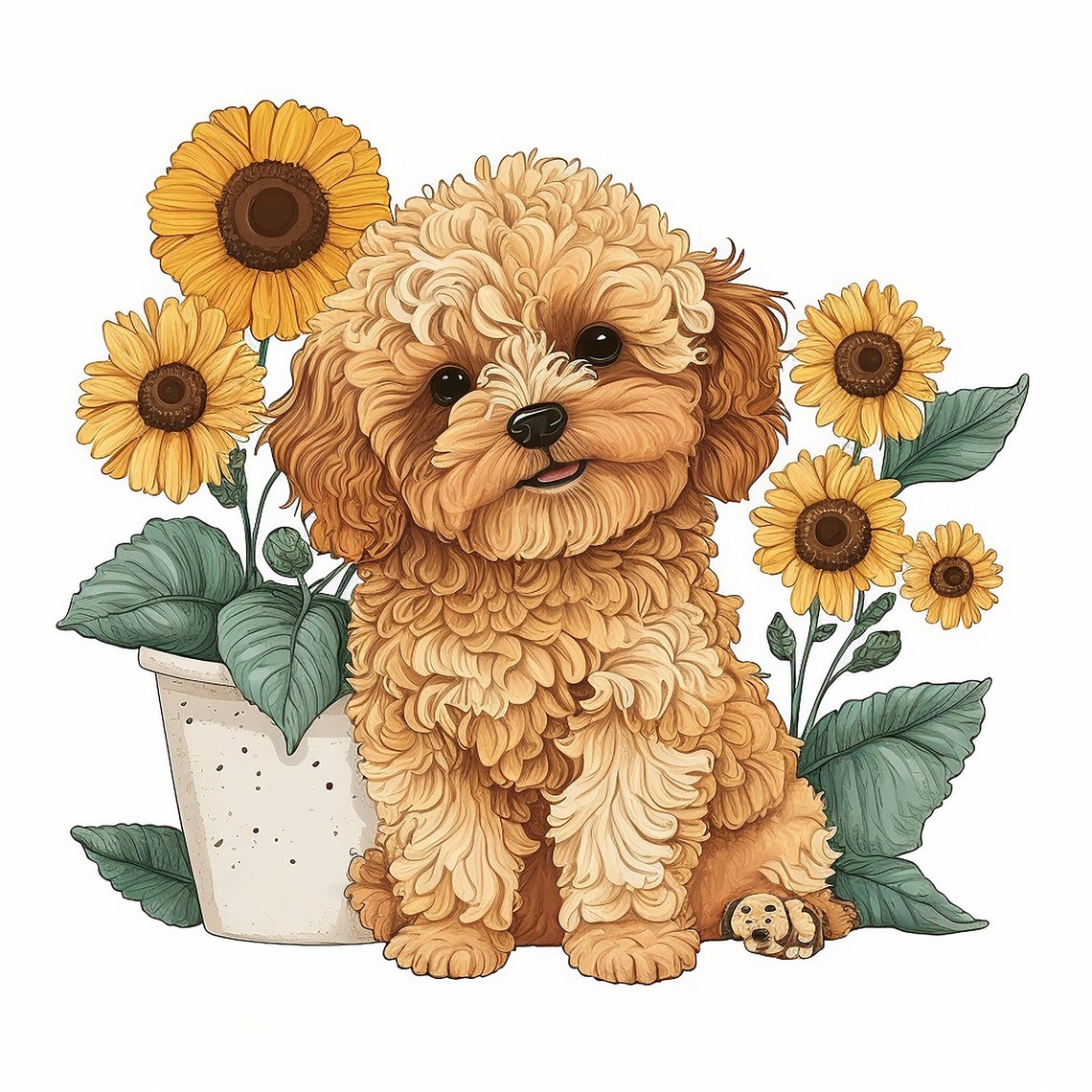 Clipart Cavoodle, Colourful, Dogs Doing Different Hobbies, Brown ...