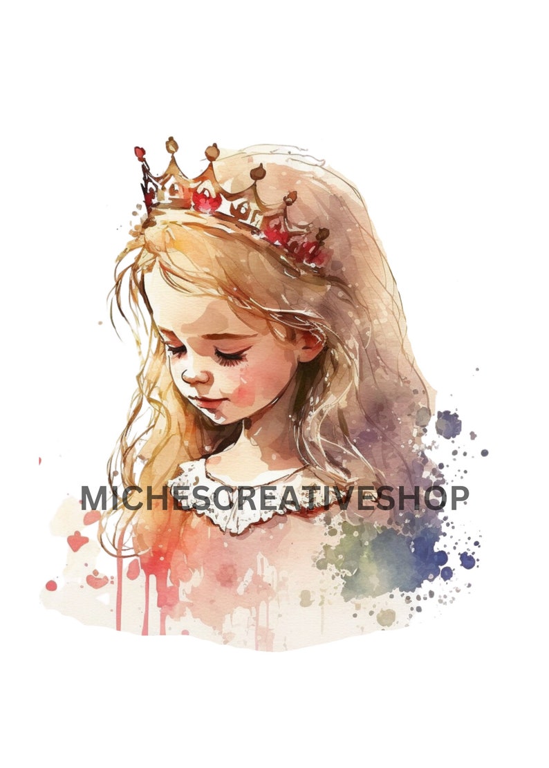 PRINCESS WALL ART Amazing Watercolour Princess Beautiful Colours and ...