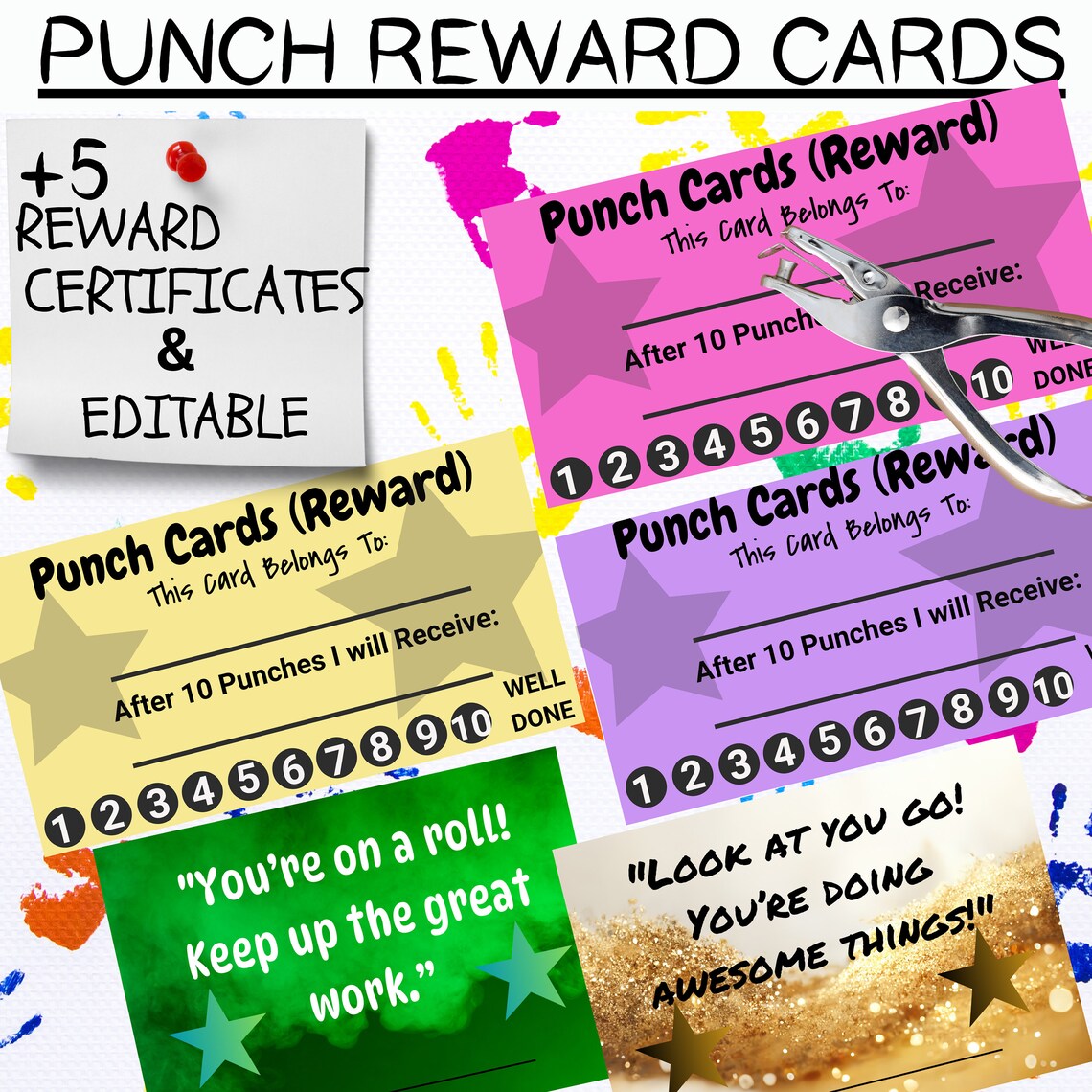 PRINTABLE PUNCH CARDS for Kids Incentive Reward Card Tracker for ...