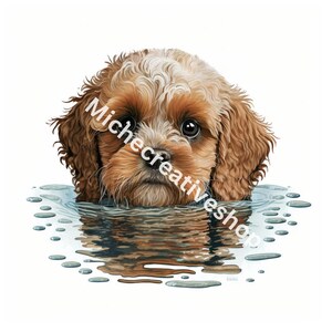 DOG CAVOODLE CUTE Colourful Dogs Doing Different Hobbies Brown Painting ...